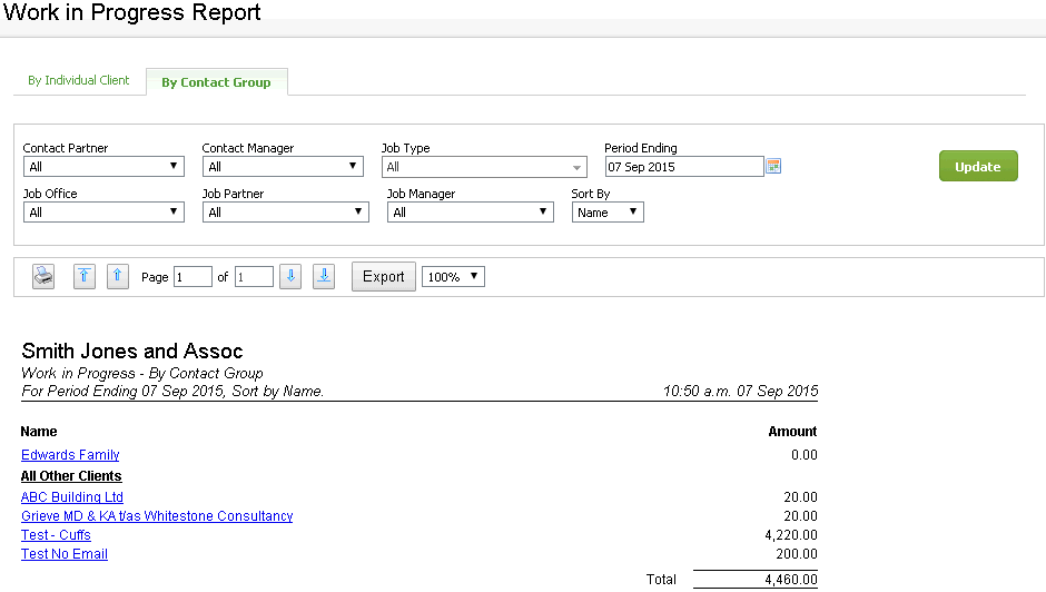 Work in Progress report