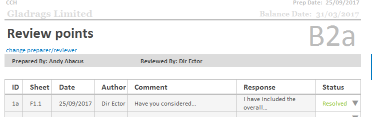 Create review points using notes