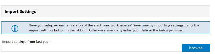 Import settings from a previous year