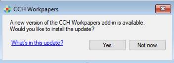 Update the CCH Workpapers Add-in