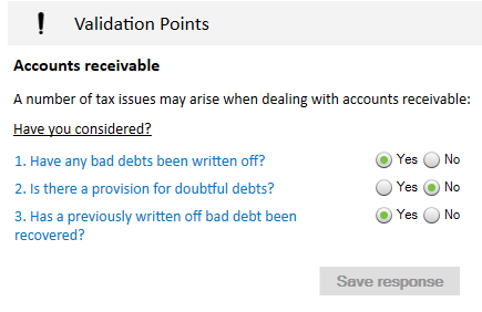 View validation points